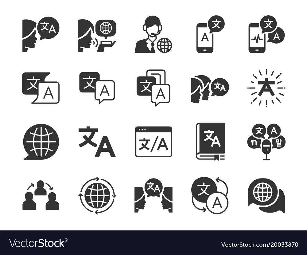 Translation icon set Royalty Free Vector Image