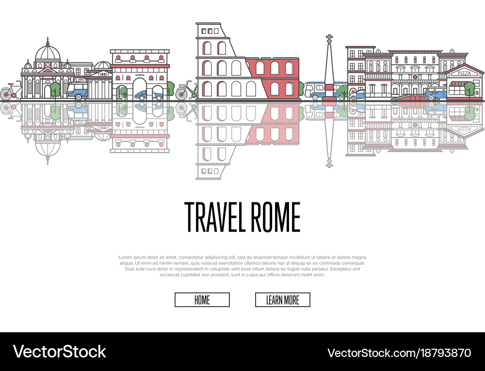 Travel rome poster in linear style Royalty Free Vector Image