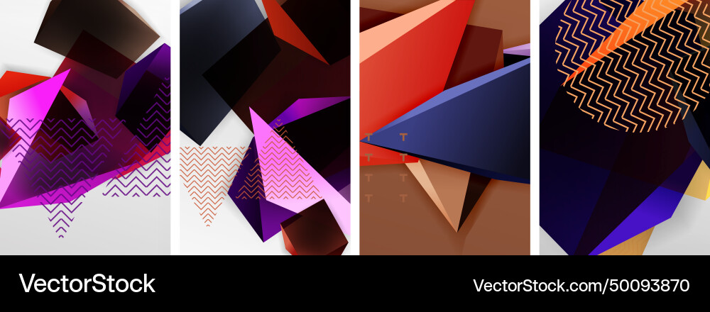 Trendy low poly 3d triangle shapes and other Vector Image
