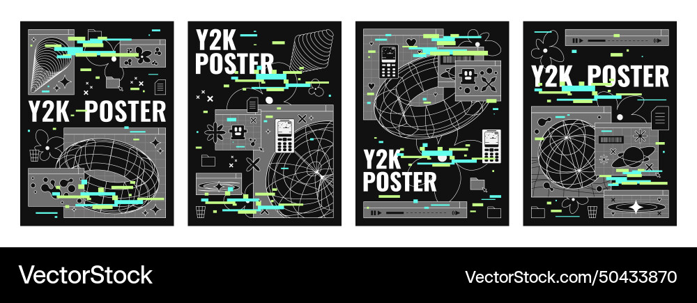 Trendy y2k style poster design template Royalty Free Vector