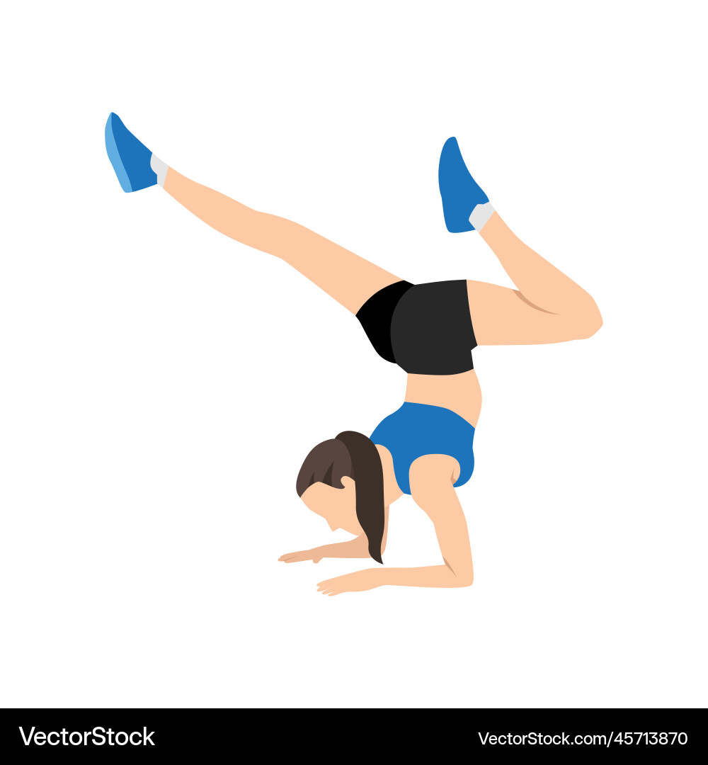 Woman doing handstand with bending legs Royalty Free Vector