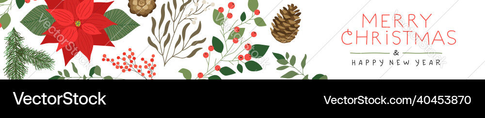 Year winter nature flower banner Royalty Free Vector Image