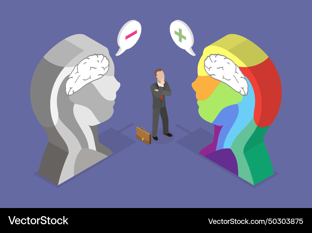 3d isometric flat of positive Royalty Free Vector Image