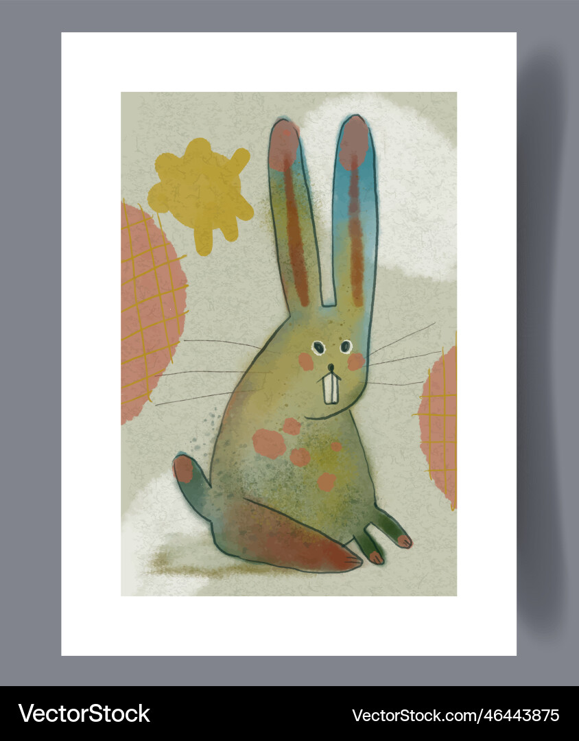Animal hare surreal rabbit wall art print Vector Image