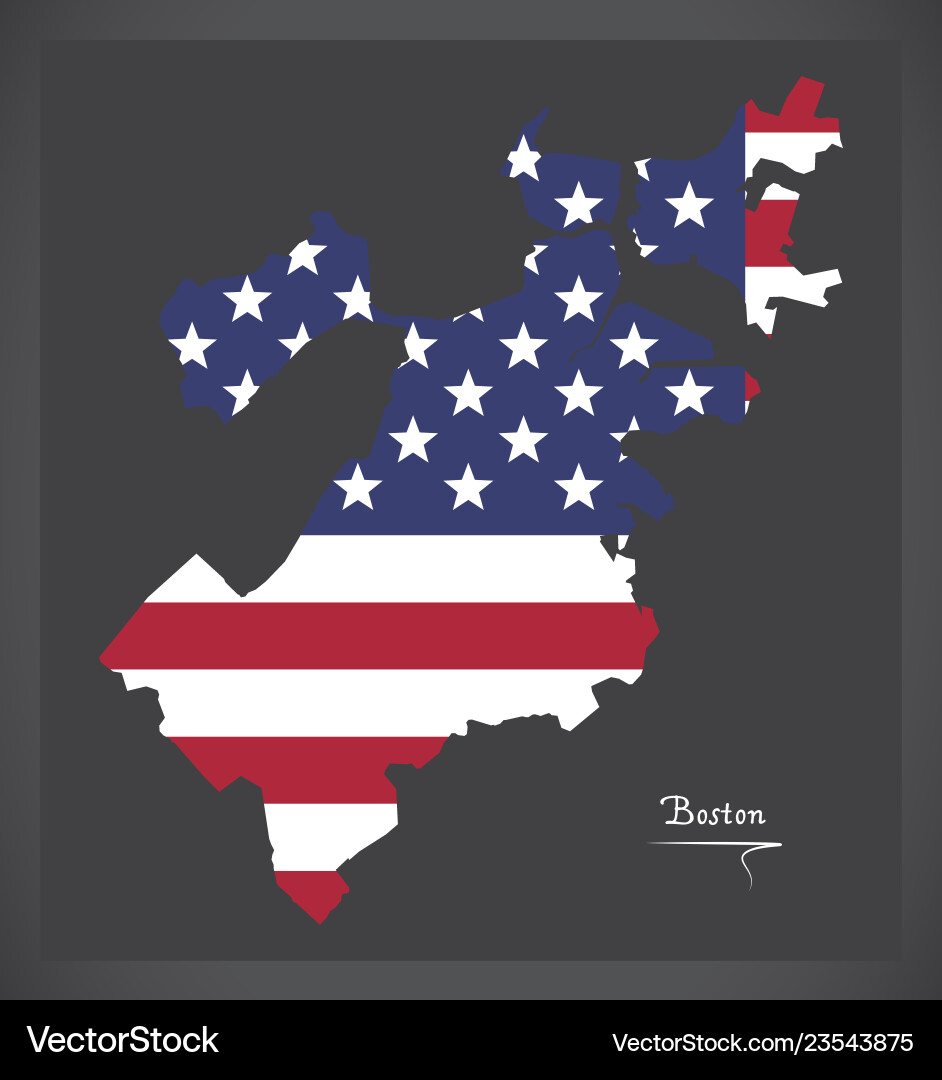 Boston massachusetts map with american national Vector Image
