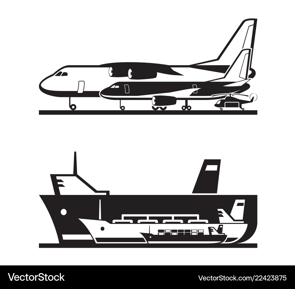 Cargo transportation sea and air Royalty Free Vector Image