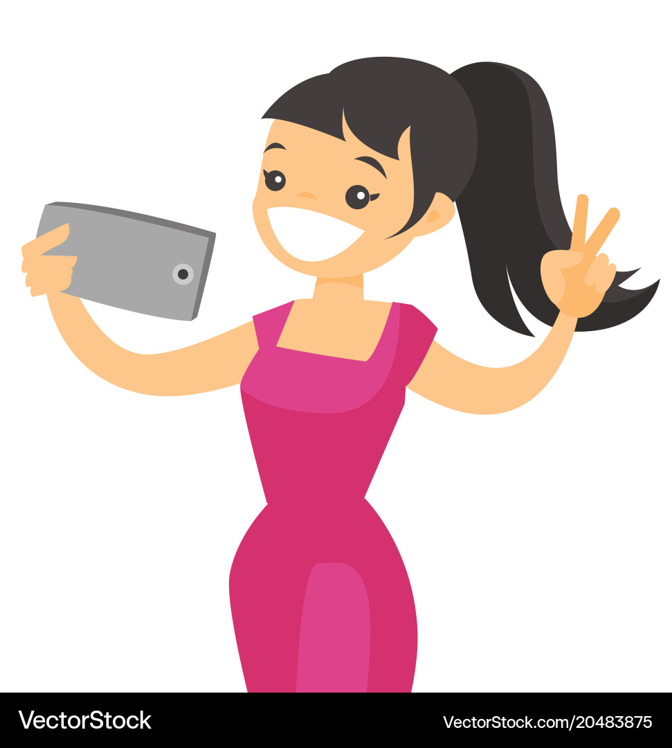 Caucasian men making selfie with a cellphone Vector Image