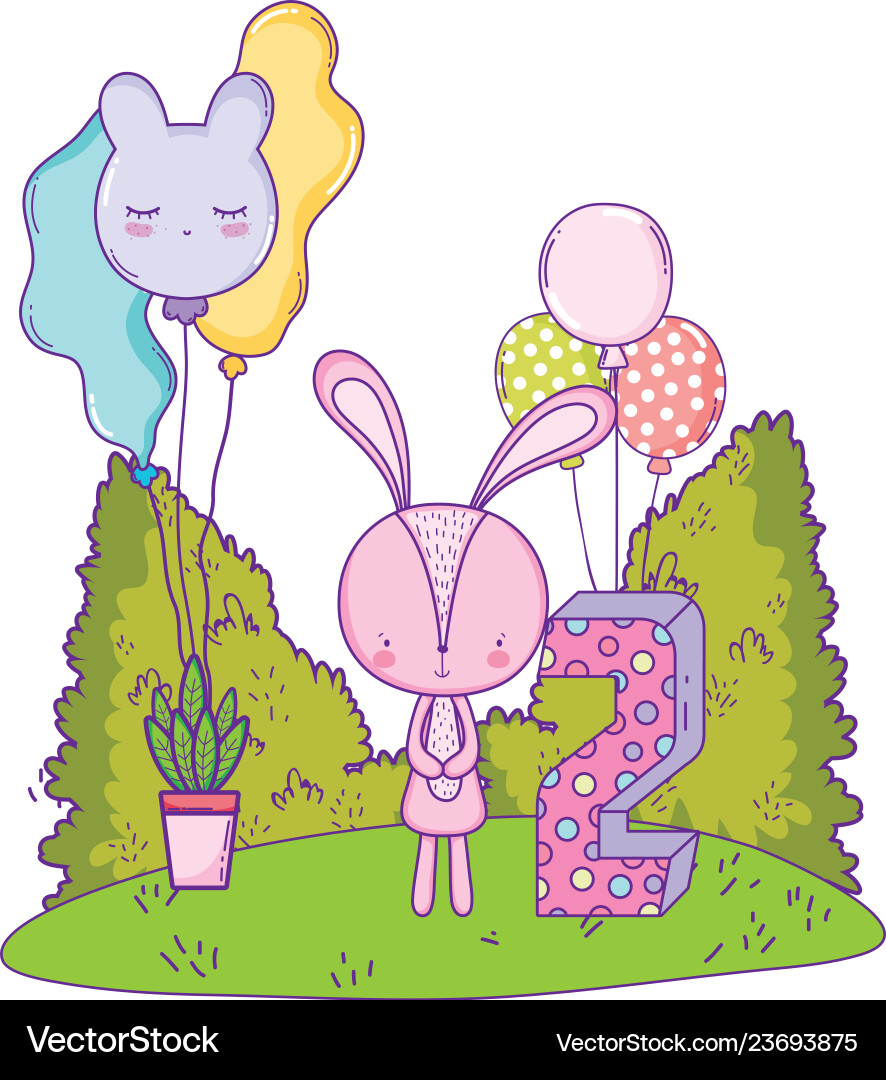 Cute little rabbit with balloons helium Royalty Free Vector