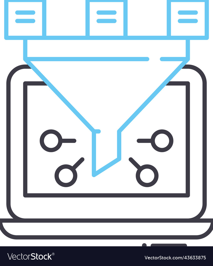 Data filtering line icon outline symbol Royalty Free Vector
