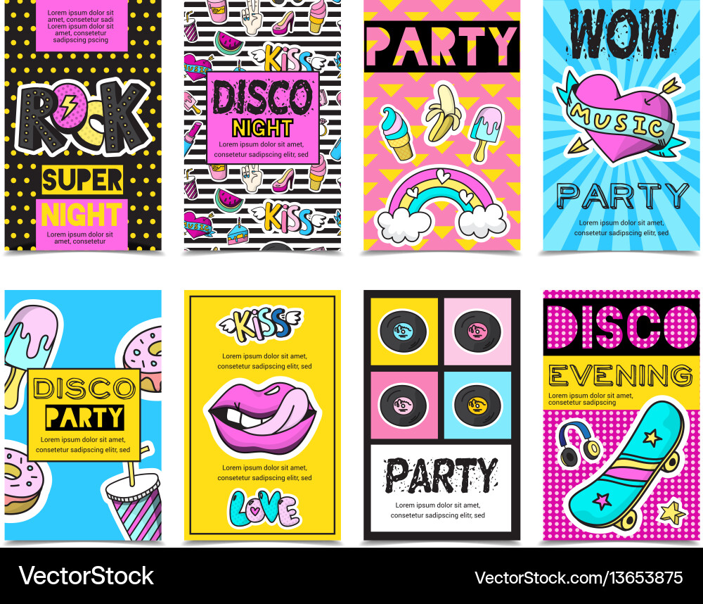 Fashion patch badges banner set Royalty Free Vector Image