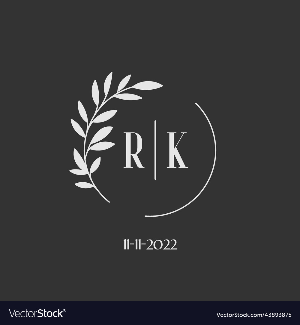 Initial letter rk wedding monogram logo design Vector Image