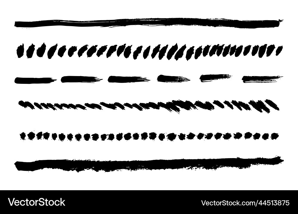 Lines texture black ink grunge paint brush Vector Image