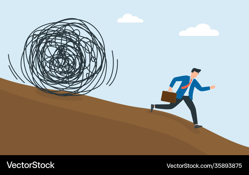 Man running from a mountain run away from trouble Vector Image
