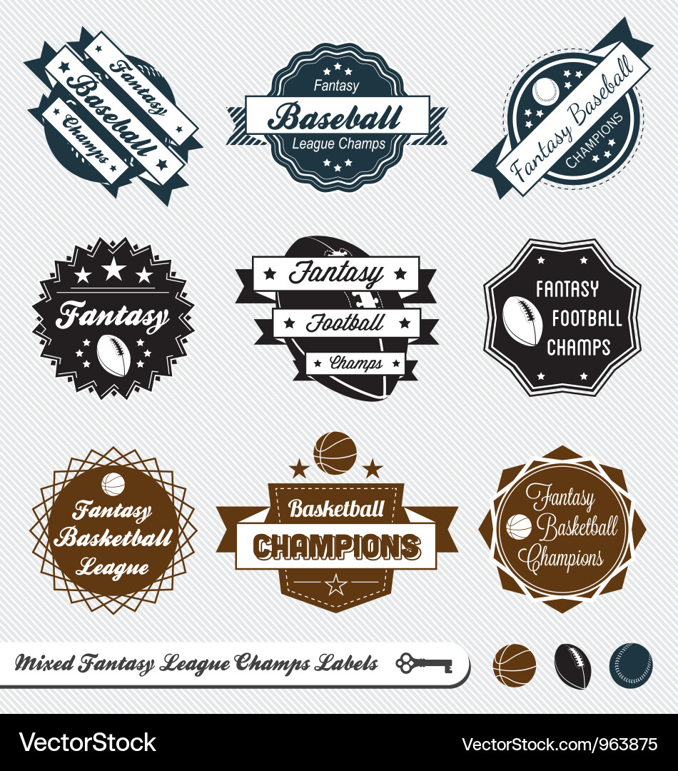 Mixed fantasy sports labels Royalty Free Vector Image