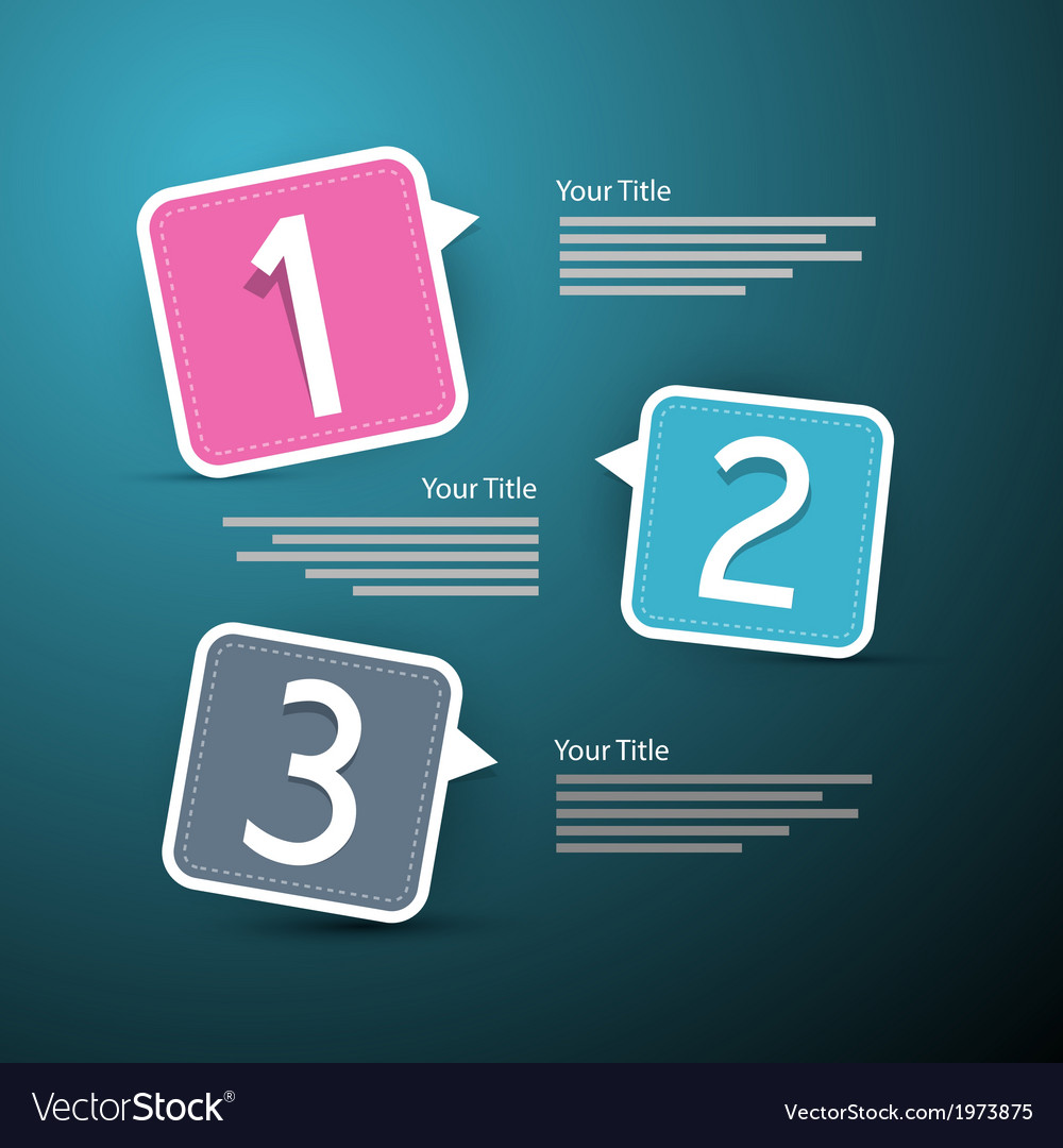 One two three paper progress steps for tutorial Vector Image