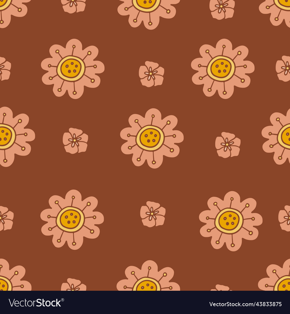 Retro floral groovy seamless pattern design Vector Image