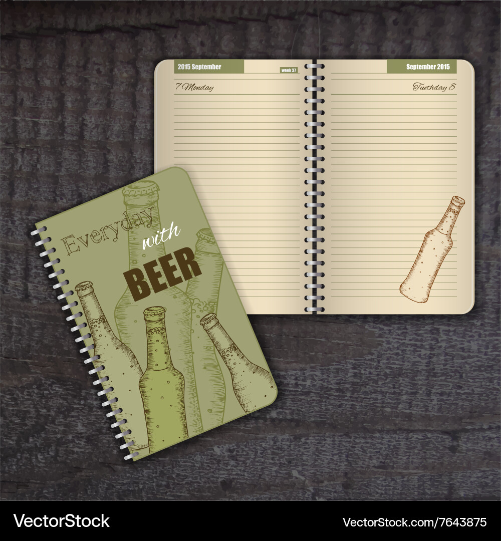 Spiral diary with cover hand drawn vintage Vector Image