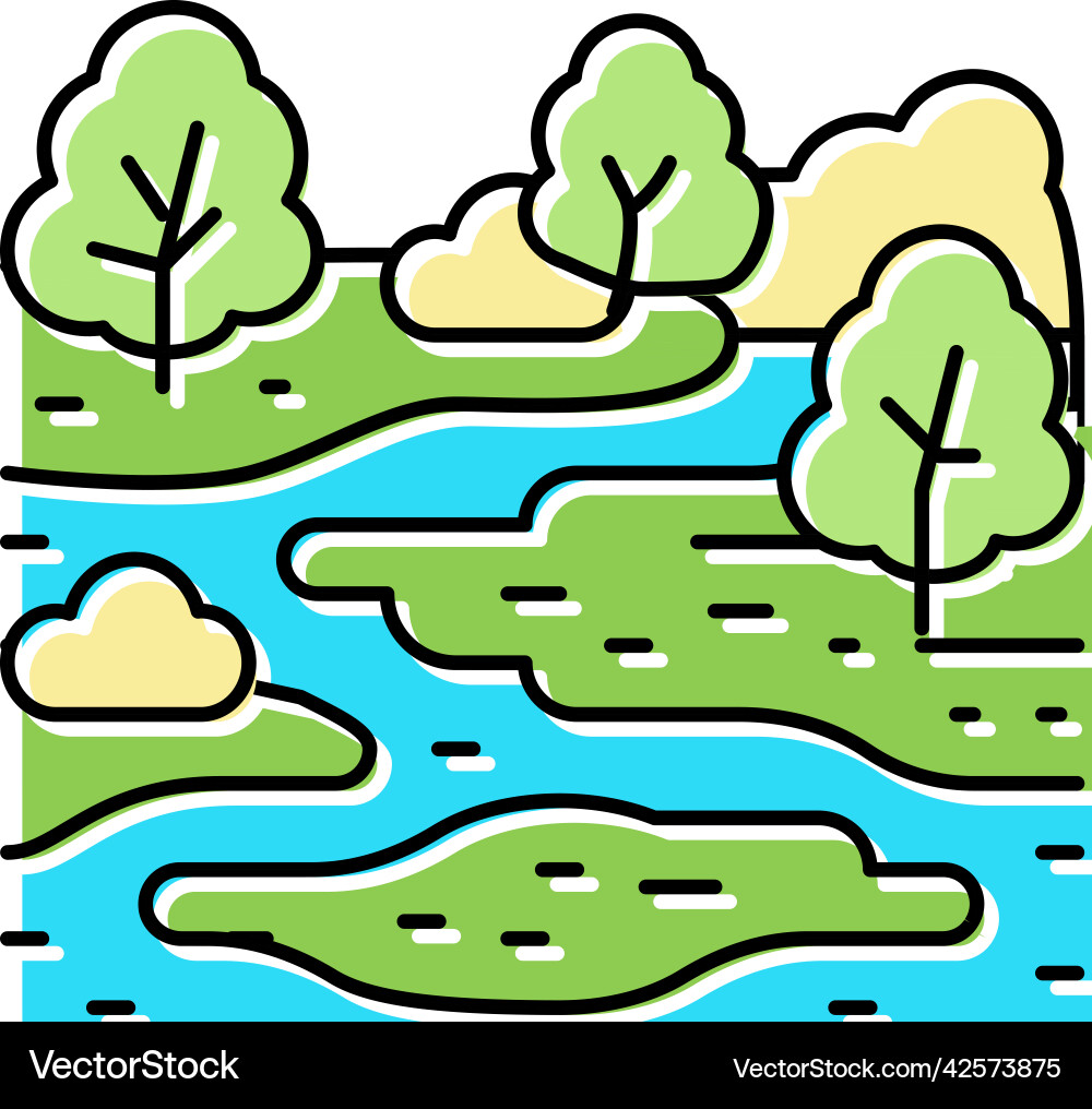 Swamp nature color icon Royalty Free Vector Image
