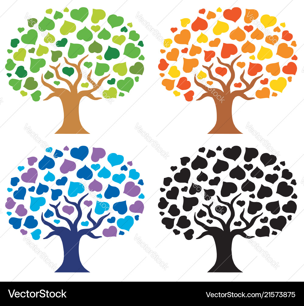 Various trees silhouettes Royalty Free Vector Image