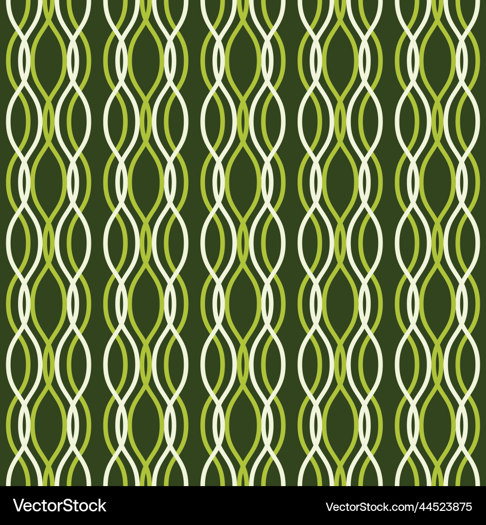 Vertical wavy lines intertwined on a dark green Vector Image