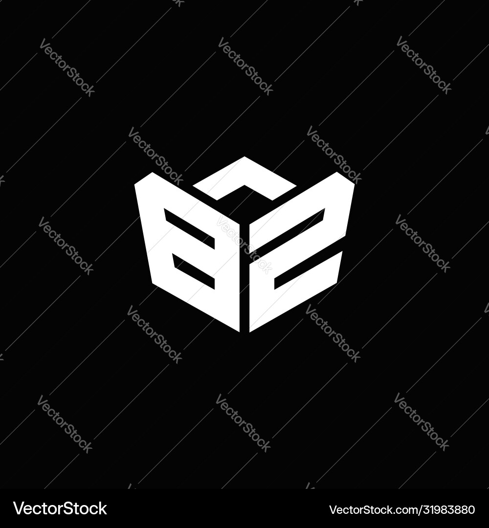 Bz logo monogram with emblem style ribbon design Vector Image