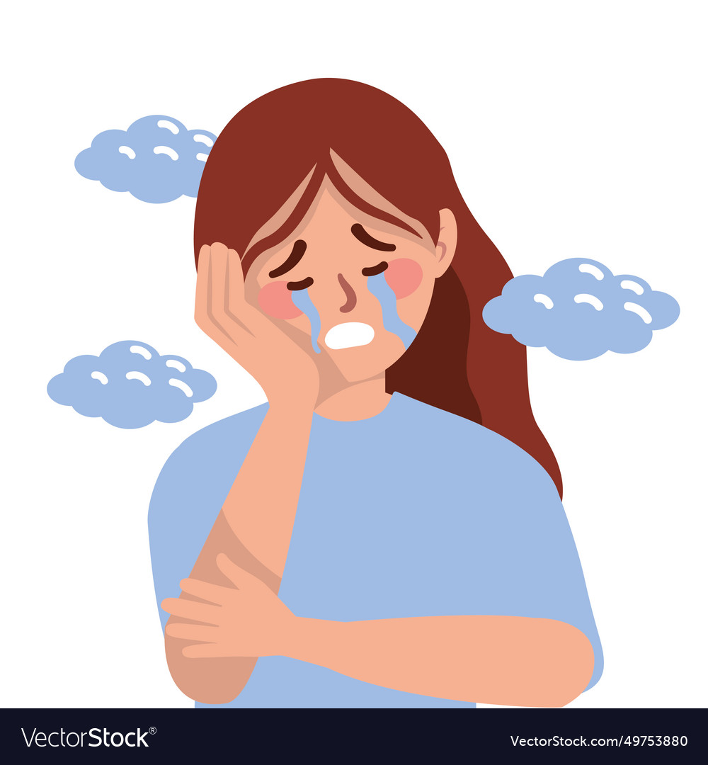Depression woman worried Royalty Free Vector Image