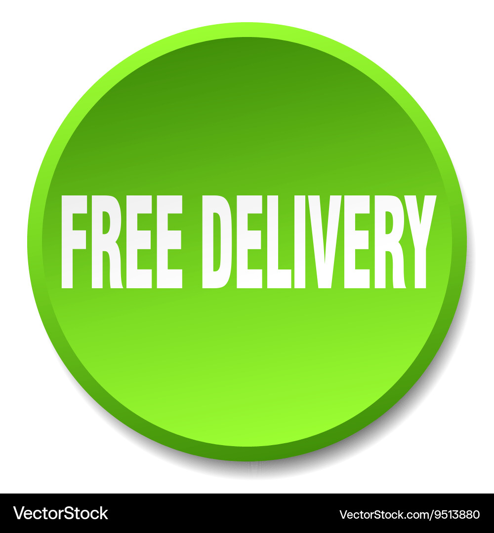 Free delivery green round flat isolated push Vector Image