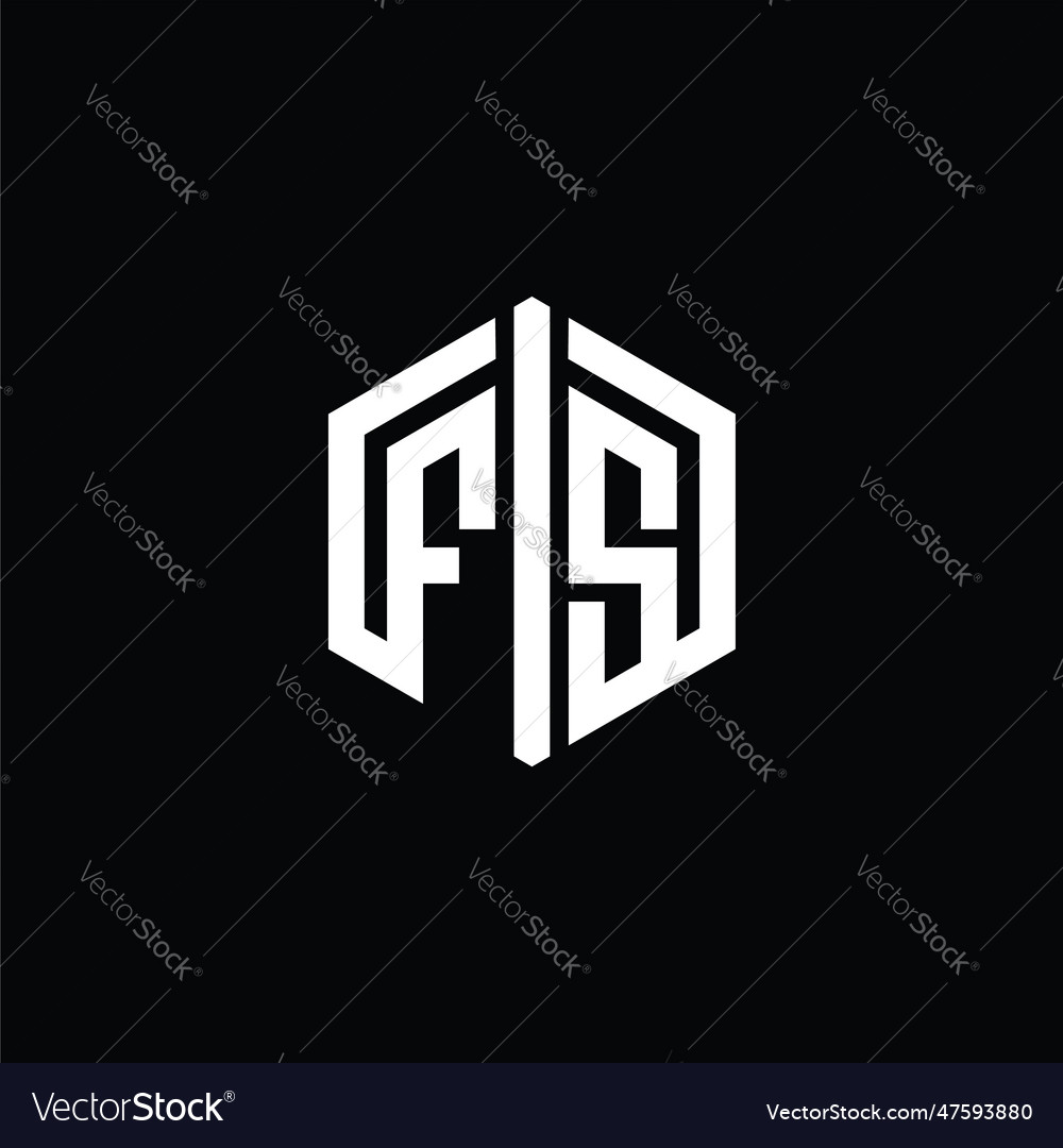 Fs letter logo monogram hexagon shape Royalty Free Vector