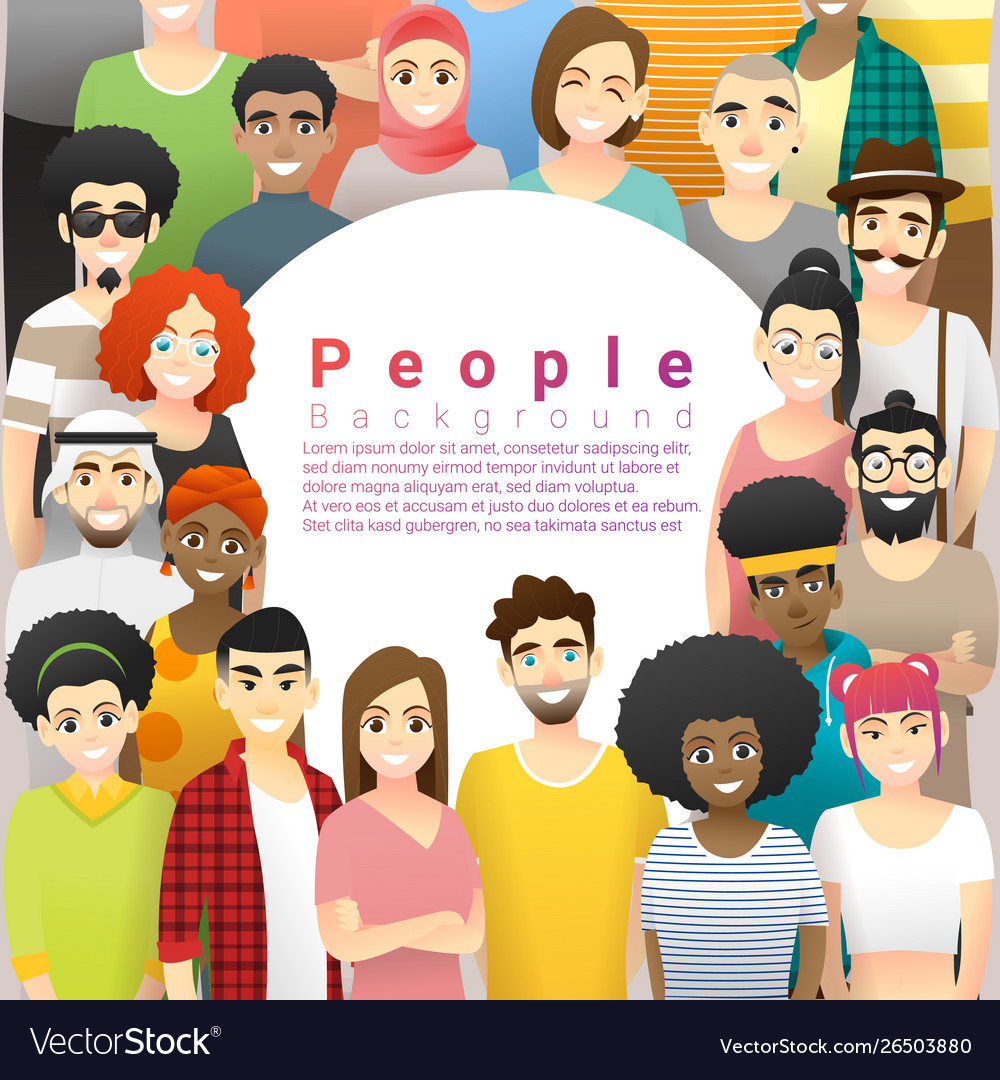 Group happy multi ethnic people background Vector Image Group happy multi ethnic people background Vector Image