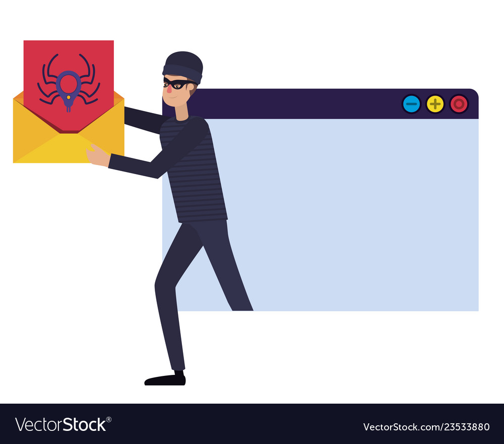Hacker Stealing Information Avatar Character Vector Image