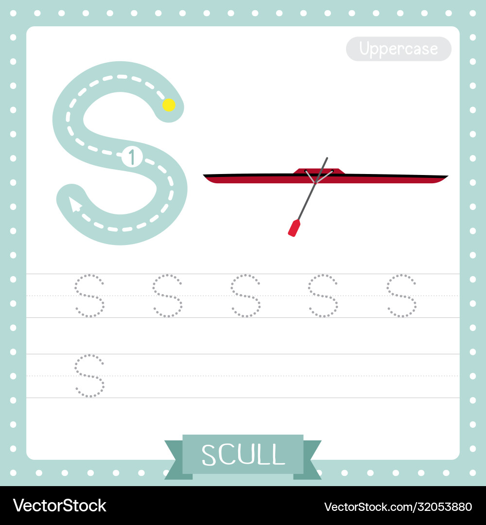 Letter s uppercase tracing practice worksheet Vector Image