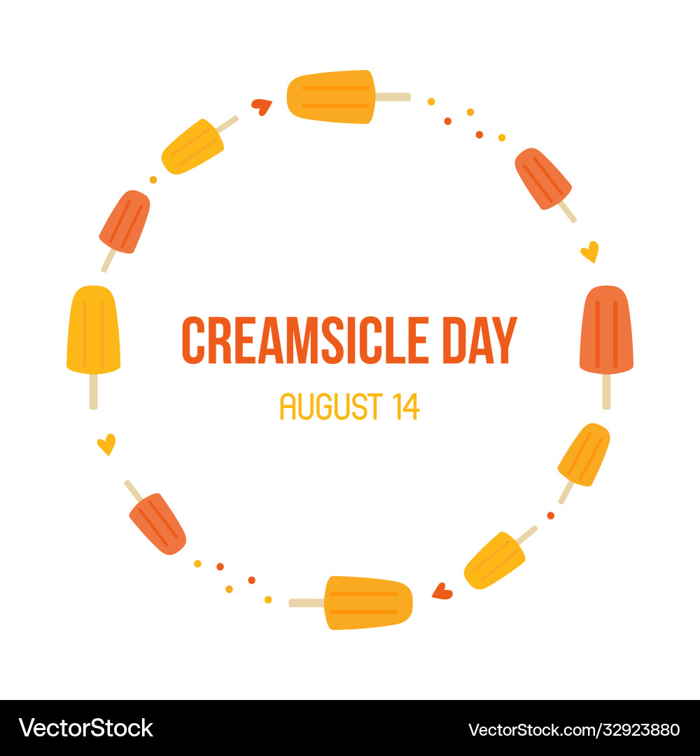 National creamsicle day card round frame Vector Image