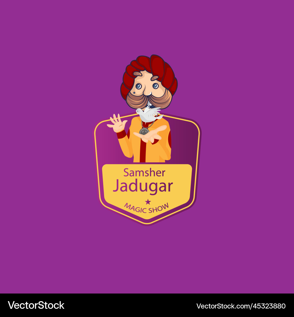 Samsher jadugar magic show mascot logo Royalty Free Vector
