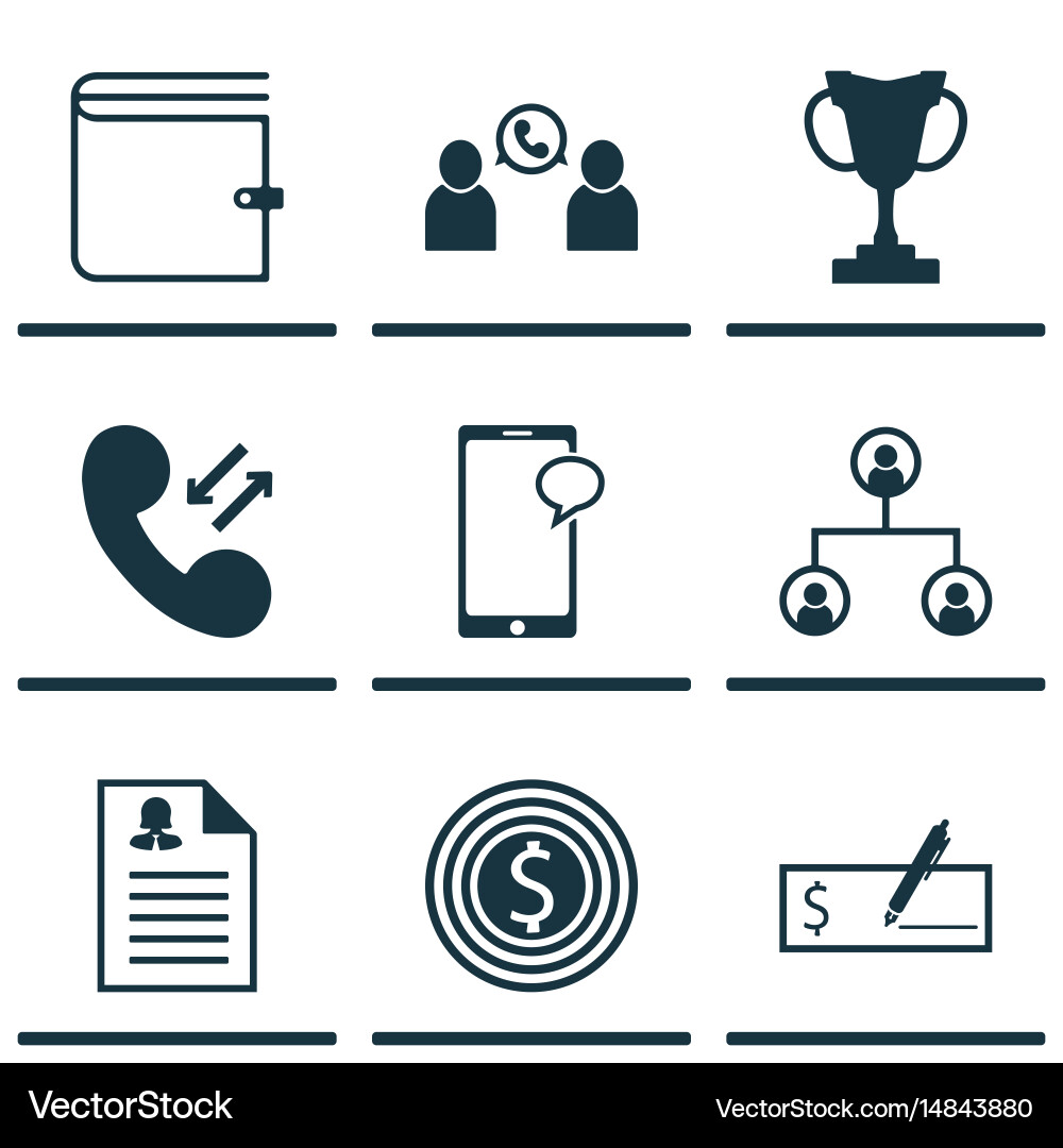 Set of 9 human resources icons includes phone Vector Image