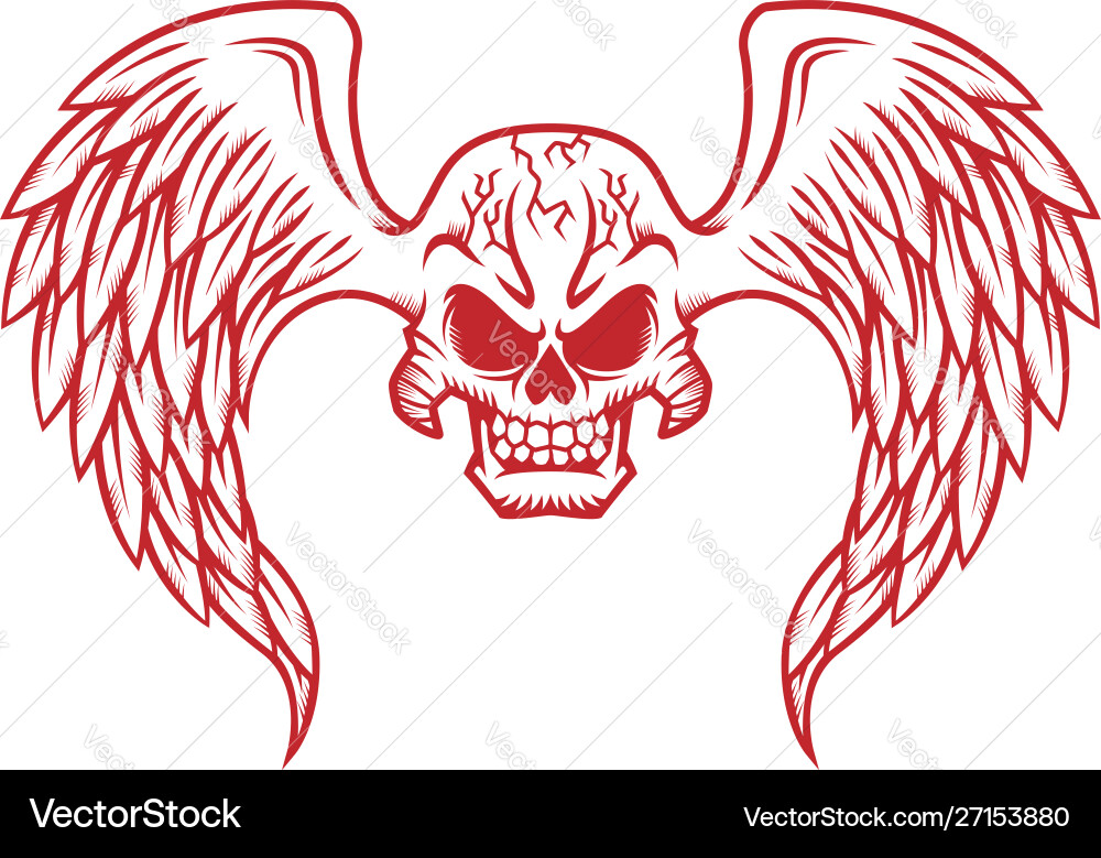 Skull logo icon or with wings skeleton Royalty Free Vector