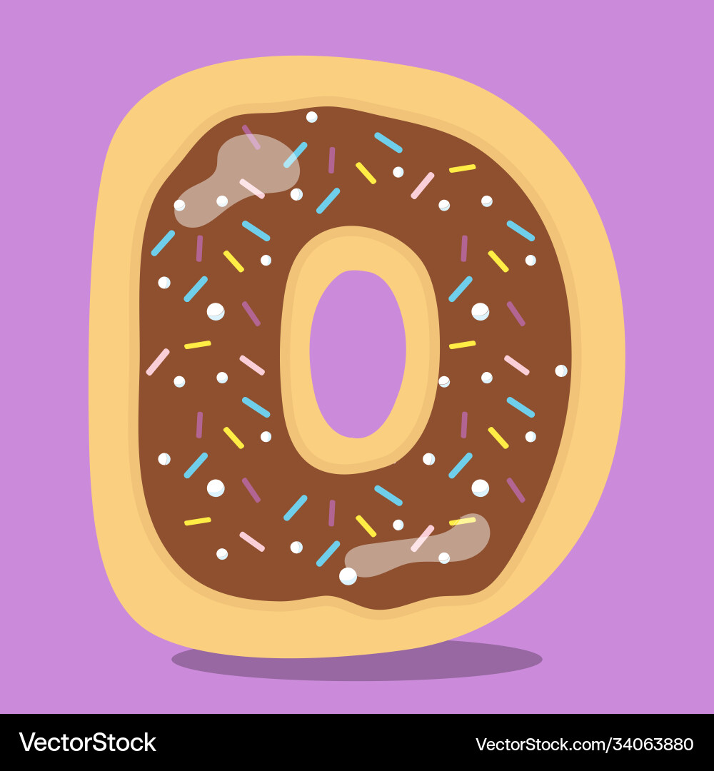 Yummy chocolate donut alphabet d 04 Royalty Free Vector