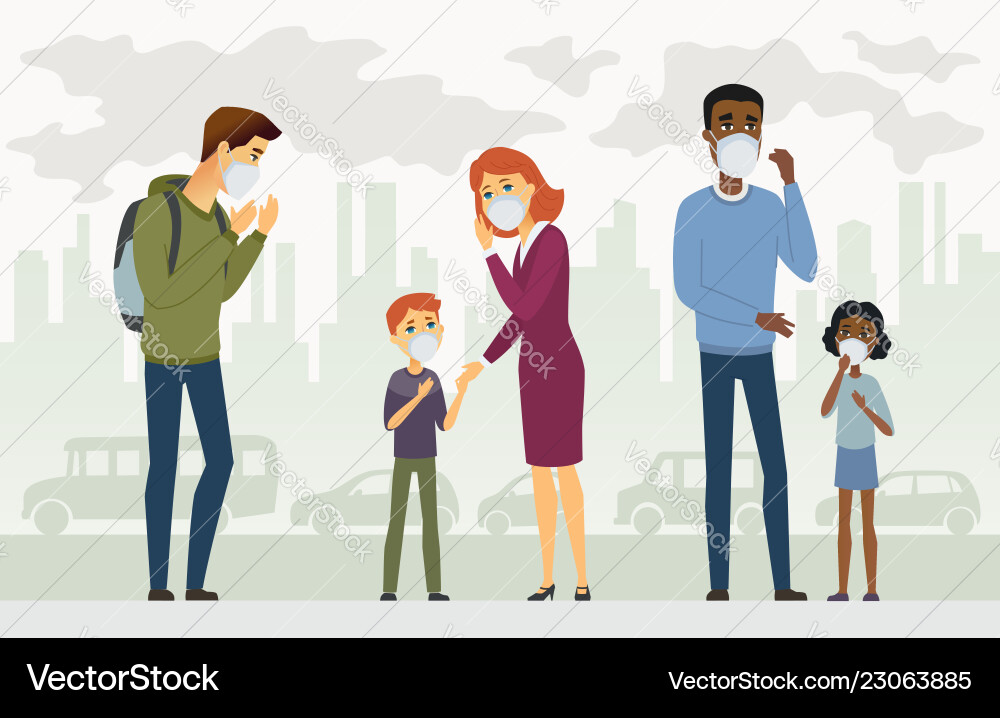Air pollution - cartoon people characters Vector Image