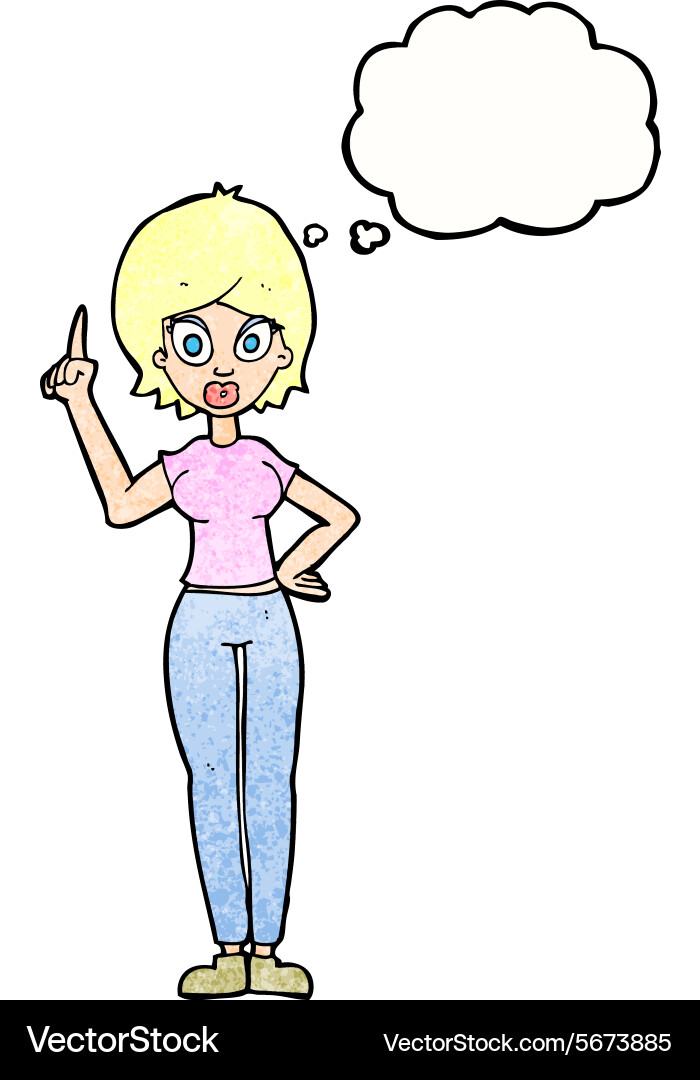 Cartoon woman explaining her point with thought Vector Image