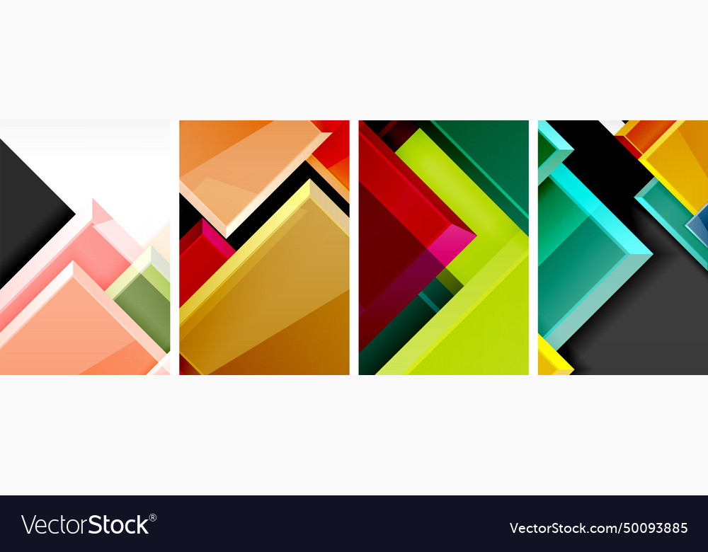 Color glass glossy square composition poster set Vector Image