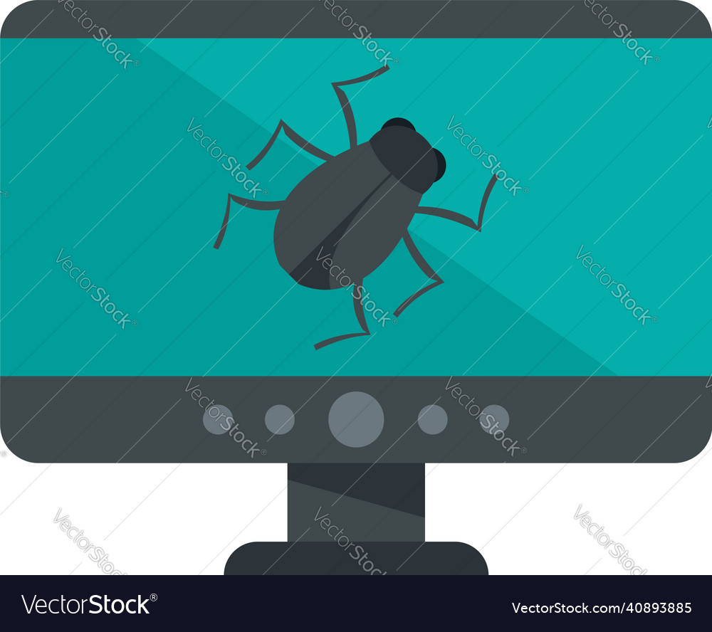 Computer bug icon flat isolated Royalty Free Vector Image