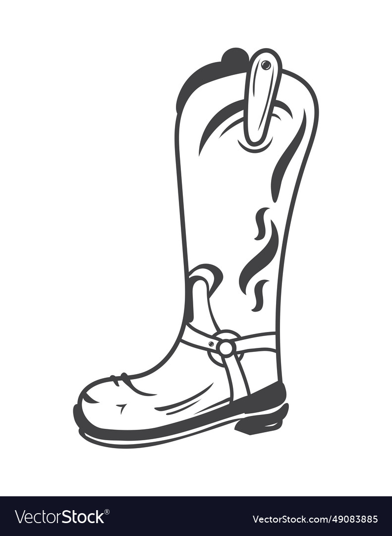 Cowboy hand draw boot Royalty Free Vector Image Cowboy hand draw boot Royalty Free Vector Image