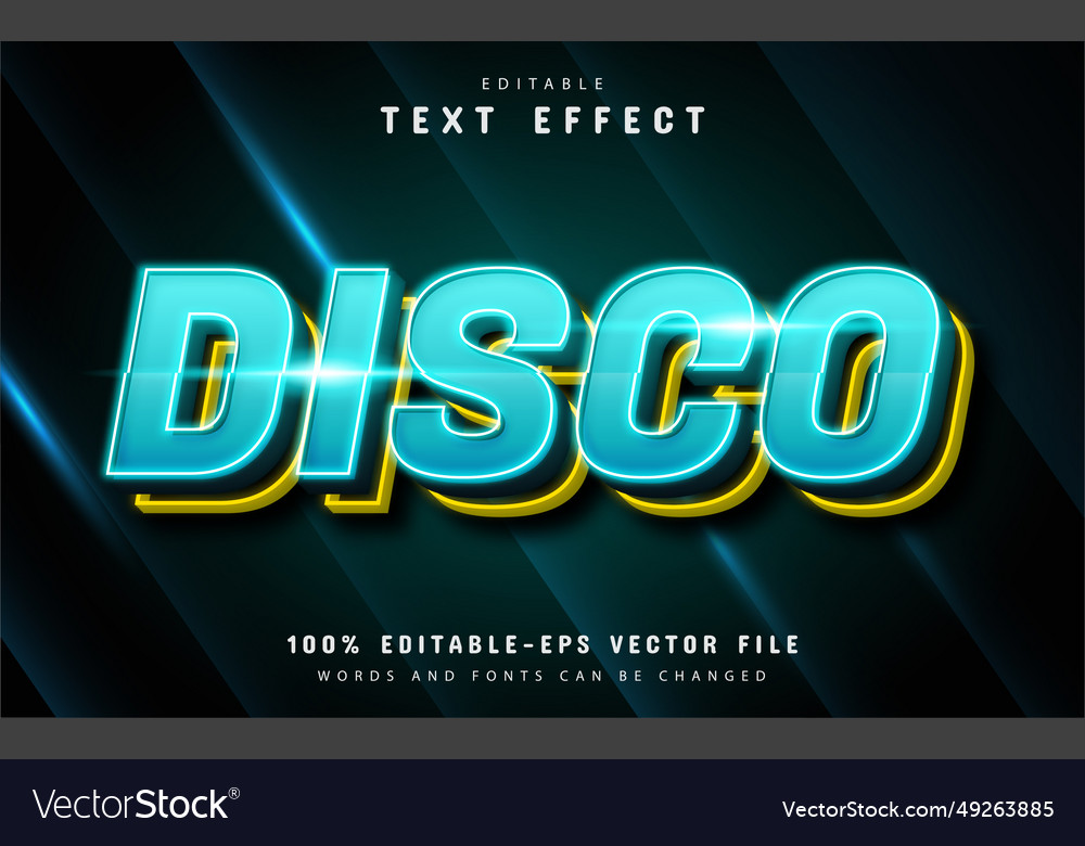 Disco text editable 3d text effect Royalty Free Vector Image