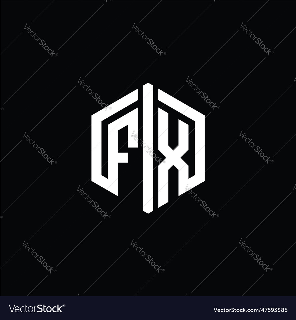 Fx letter logo monogram hexagon shape Royalty Free Vector
