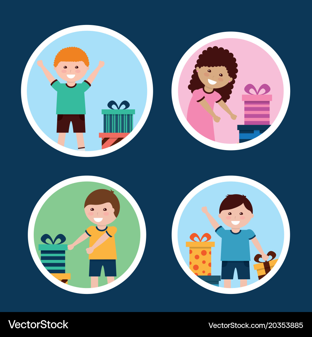 Happy kids cartoon Royalty Free Vector Image - VectorStock