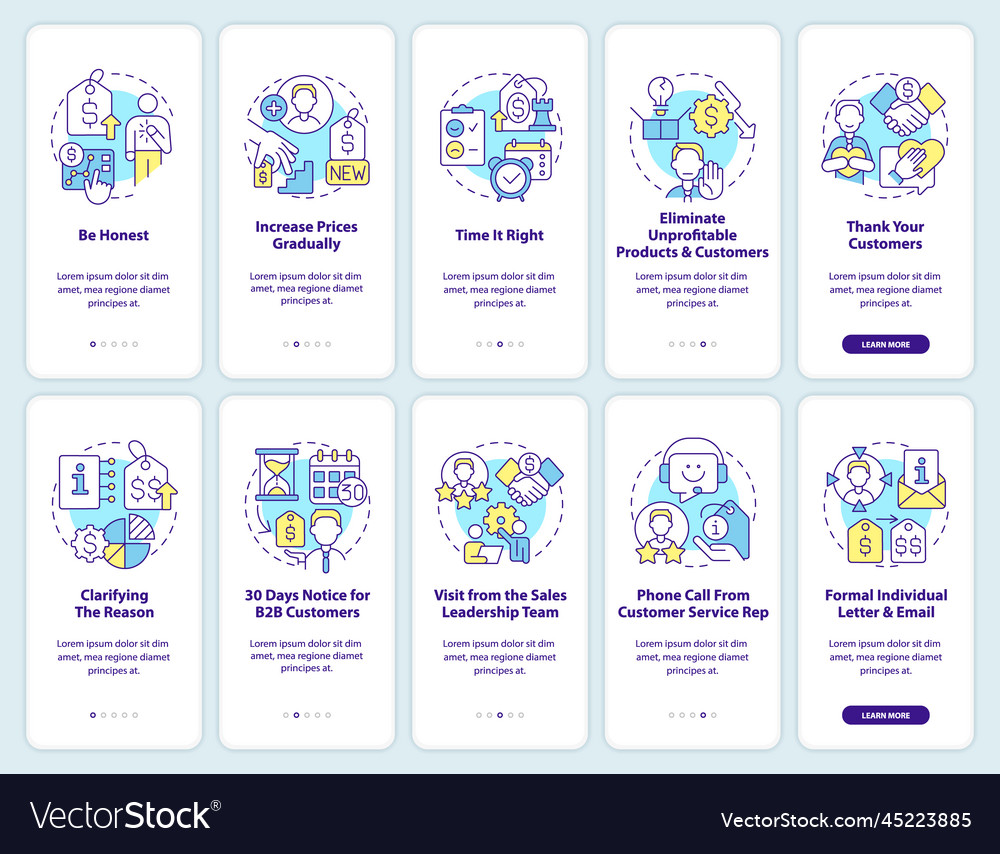 Increasing Prices Onboarding Mobile App Screen Set