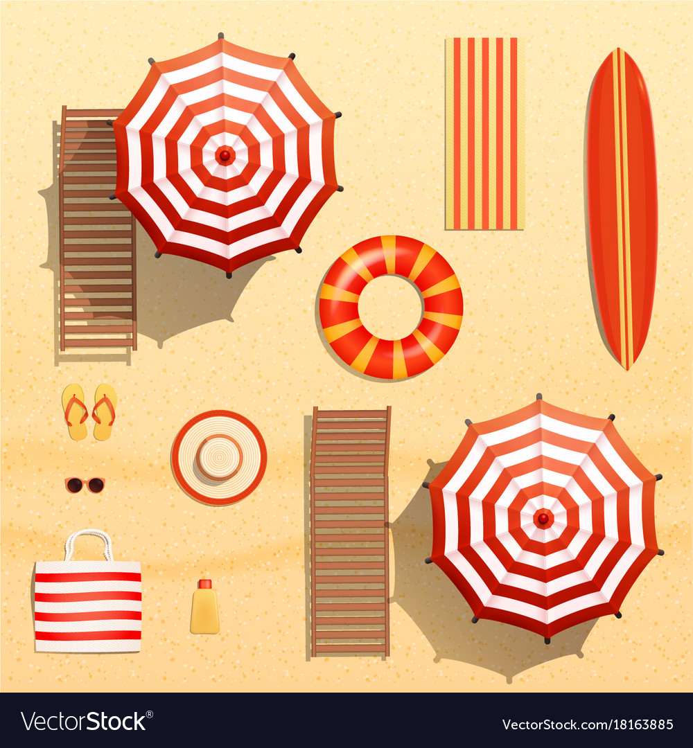Realistic beach objects Royalty Free Vector Image