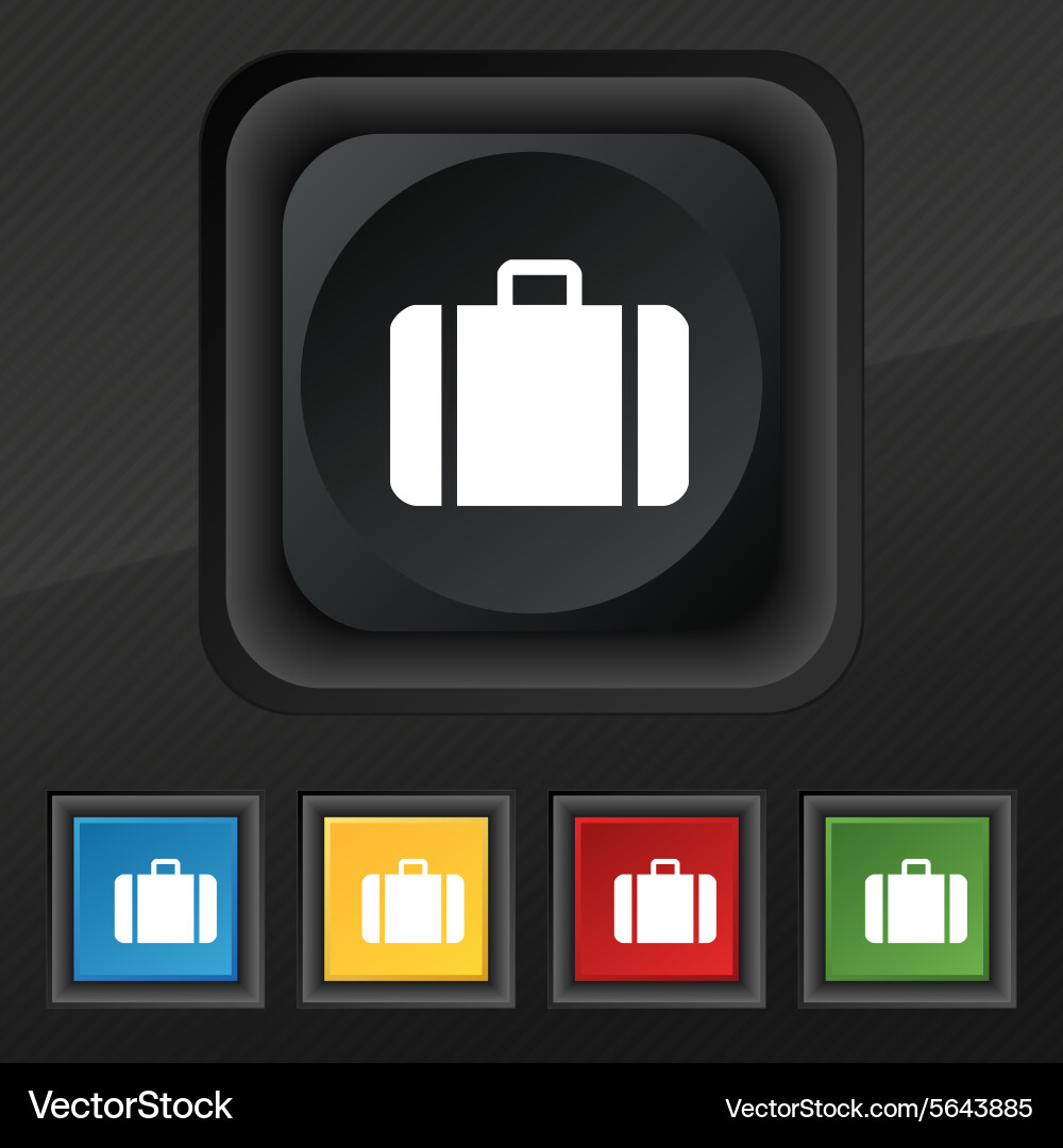 Suitcase icon symbol set five colorful stylish Vector Image