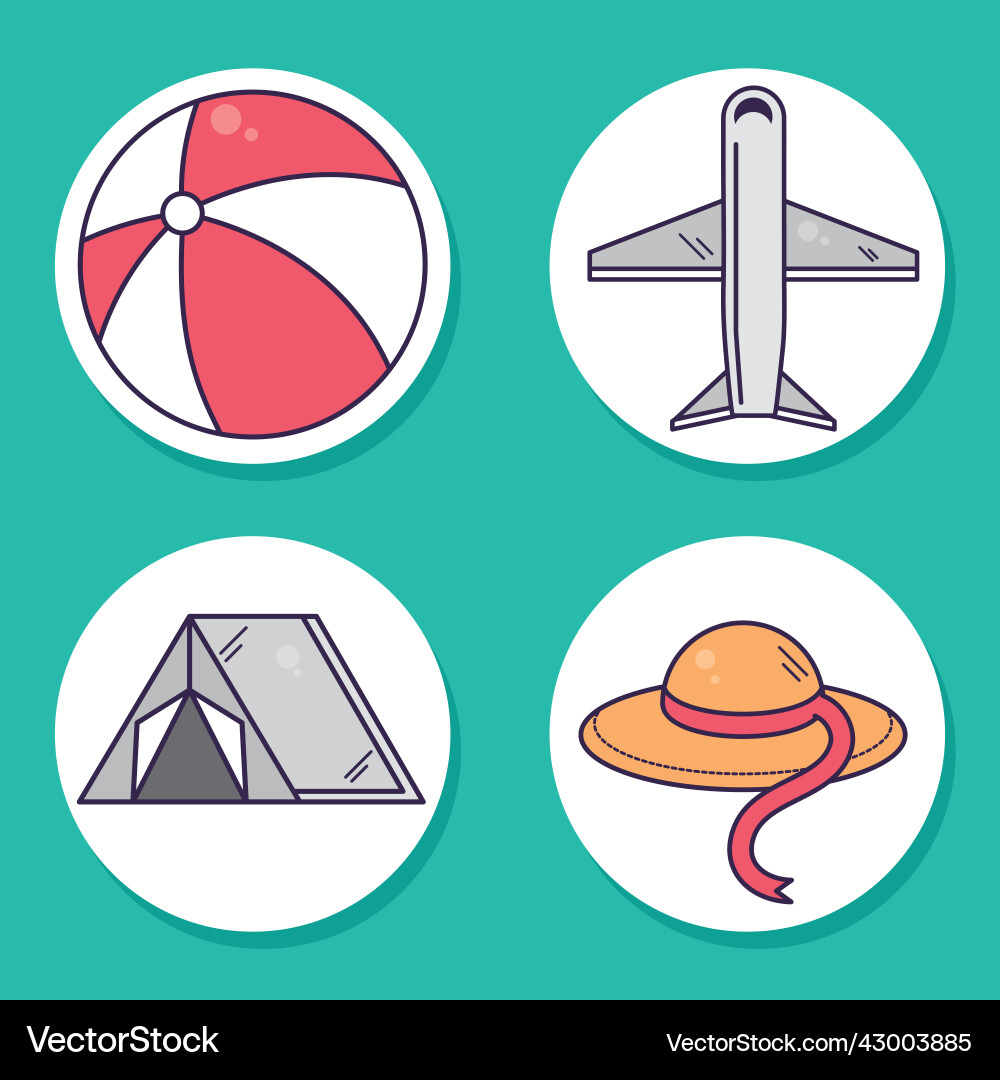 Trip and travel icon collection Royalty Free Vector Image