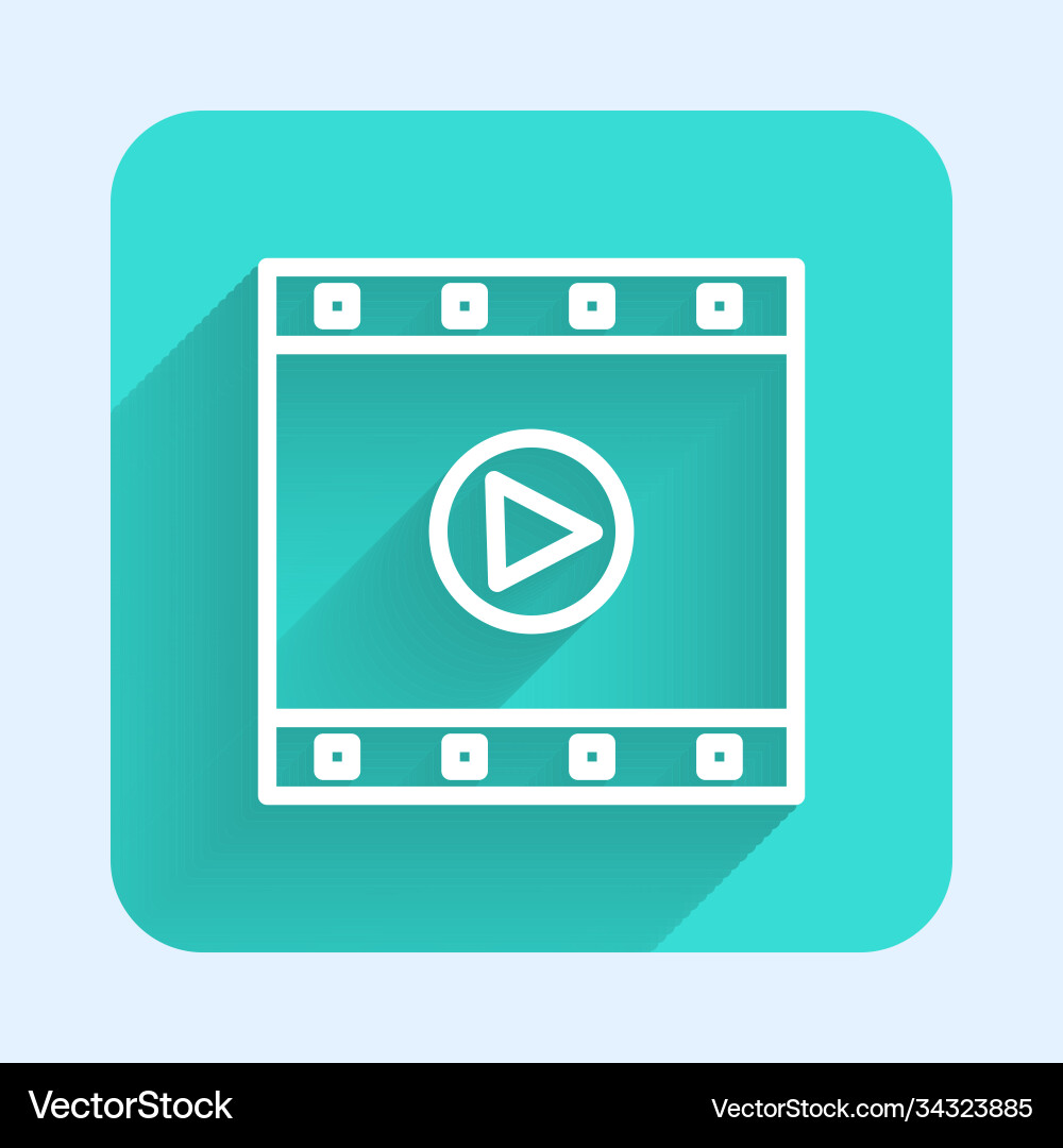 White line play video icon isolated with long Vector Image