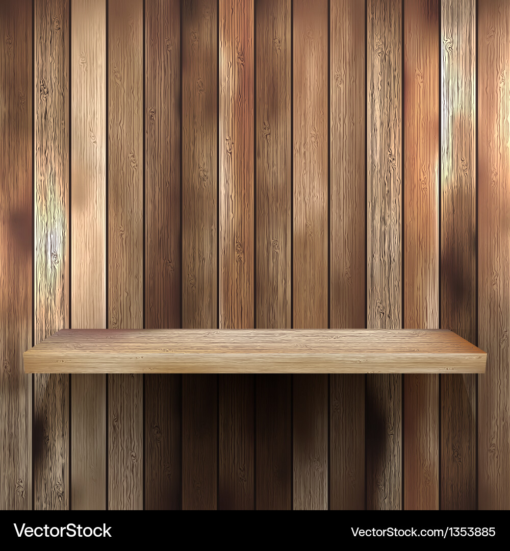 Wood shelf for exhibit eps 10 Royalty Free Vector Image